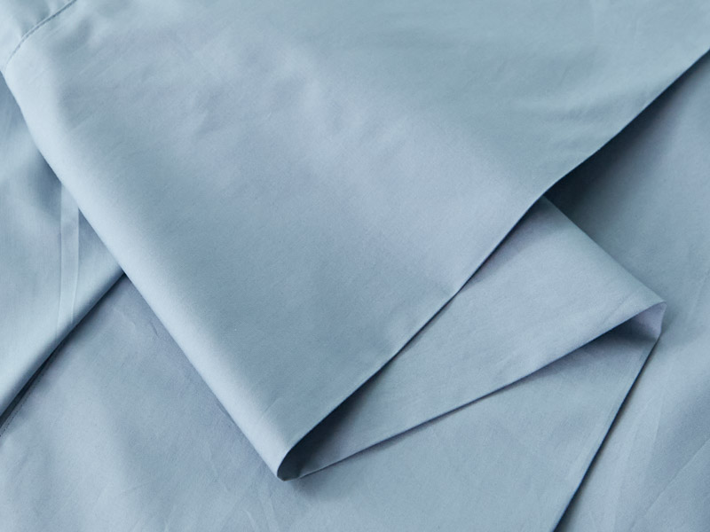 Percale Cotton Sheet Set, Shore Blue | Saffron Marigold