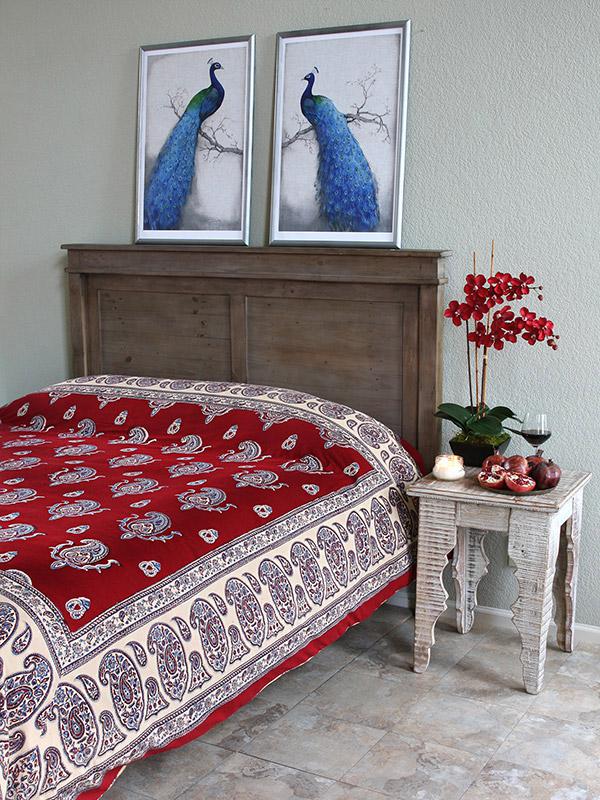 Red king bedspread, Paisley print king bedspread, Kashmir inspired king ...