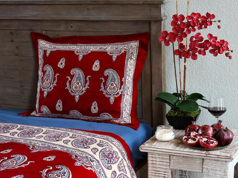 Red pillow sham, paisley print red pillow cover sham, Kashmir pillow ...