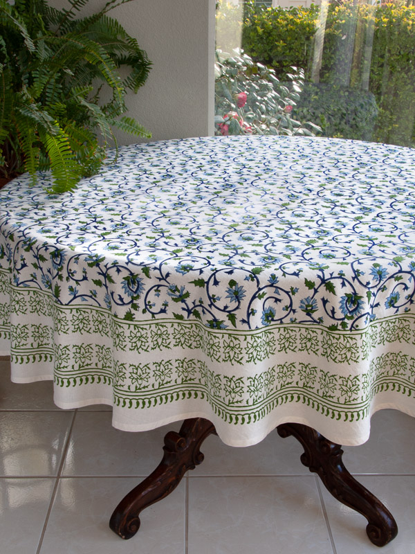 Floral Indian Tablecloth, Turquoise tablecloth, 70 Round Tablecloth, 90 ...