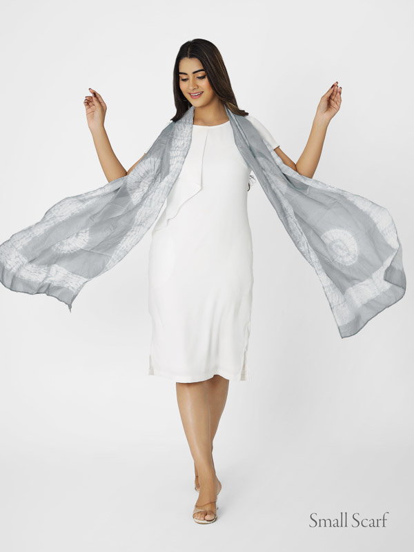 Grey scarf, Silk scarf women, Shibori | Saffron Marigold