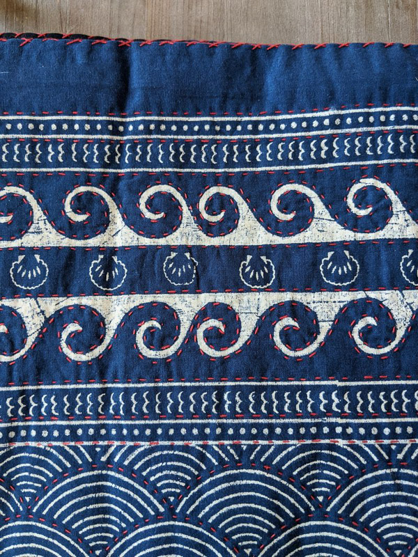 Rustic, Asian, Quilted Bedspread, Navy blue | Saffron Marigold