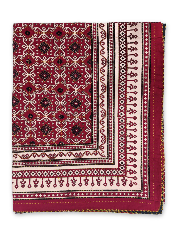 Rustic kilim, Quilted bedspread, Red, Black | Saffron Marigold
