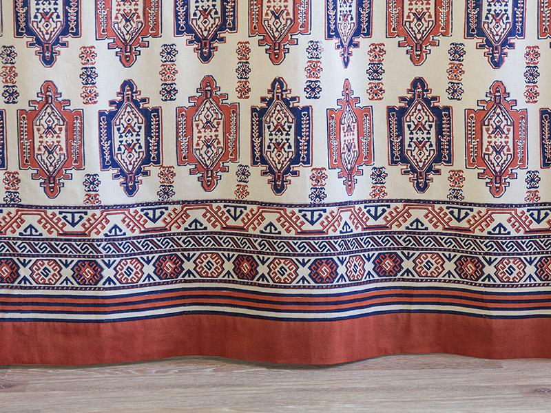 Aztec print curtain, Kilim curtain, Tribal curtain, Orange blue sheer ...