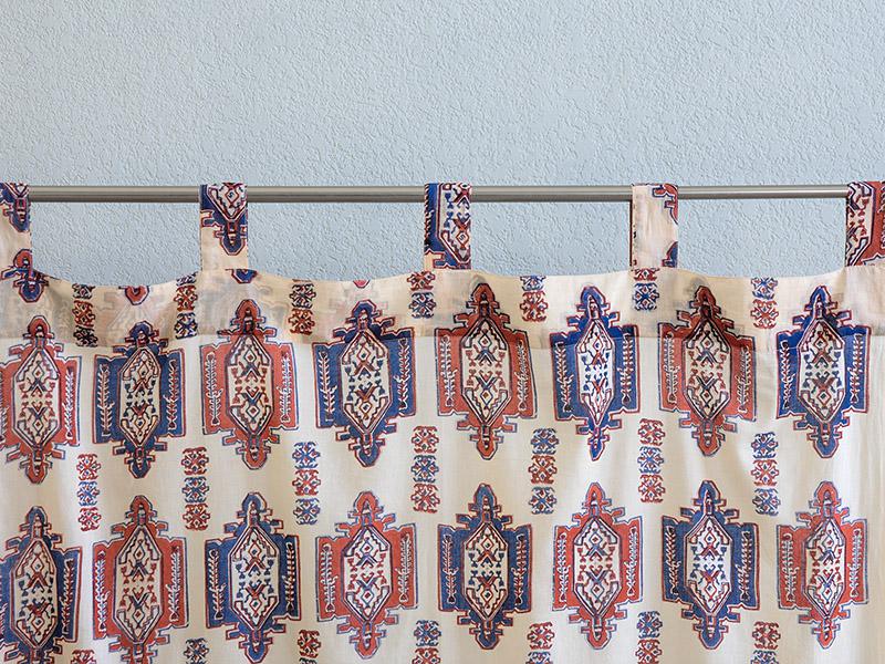 Aztec print curtain, Kilim curtain, Tribal curtain, Orange blue sheer ...
