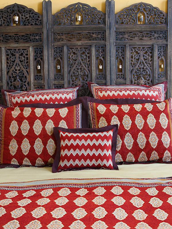 Red orange boudoir sham, Chevron print decorative sham, Zig zag print ...