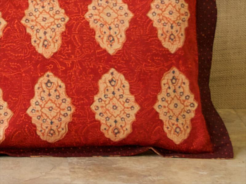 Moroccan print boudoir sham, India inspired decorative sham, Red orange ...
