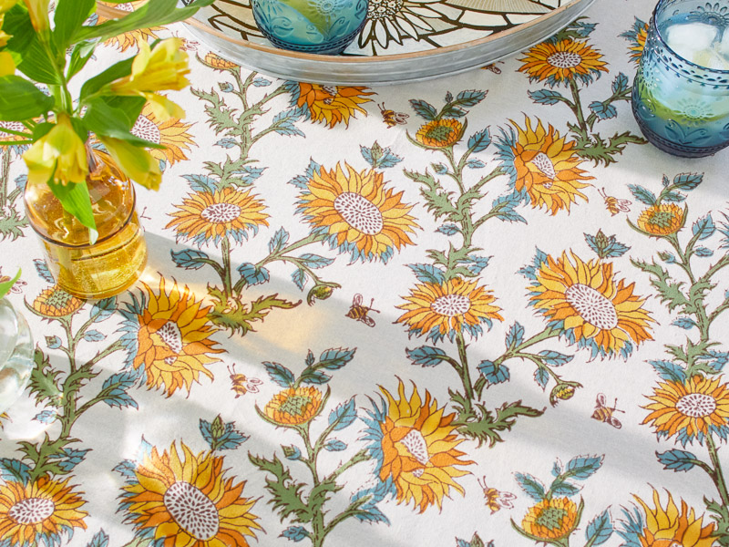 Sunflower Serenade ~ Round Sunflower Tablecloth, Sunflower Print ...