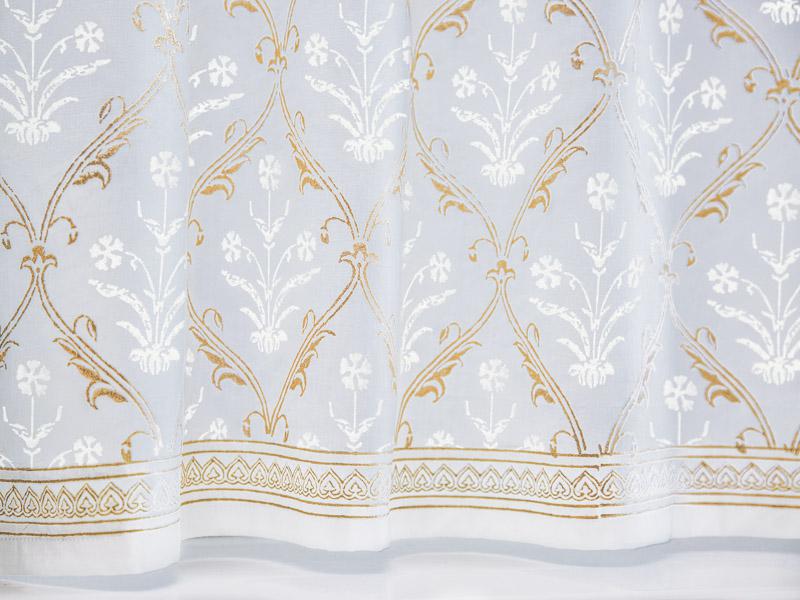 Floral white gold kitchen curtain | Saffron Marigold